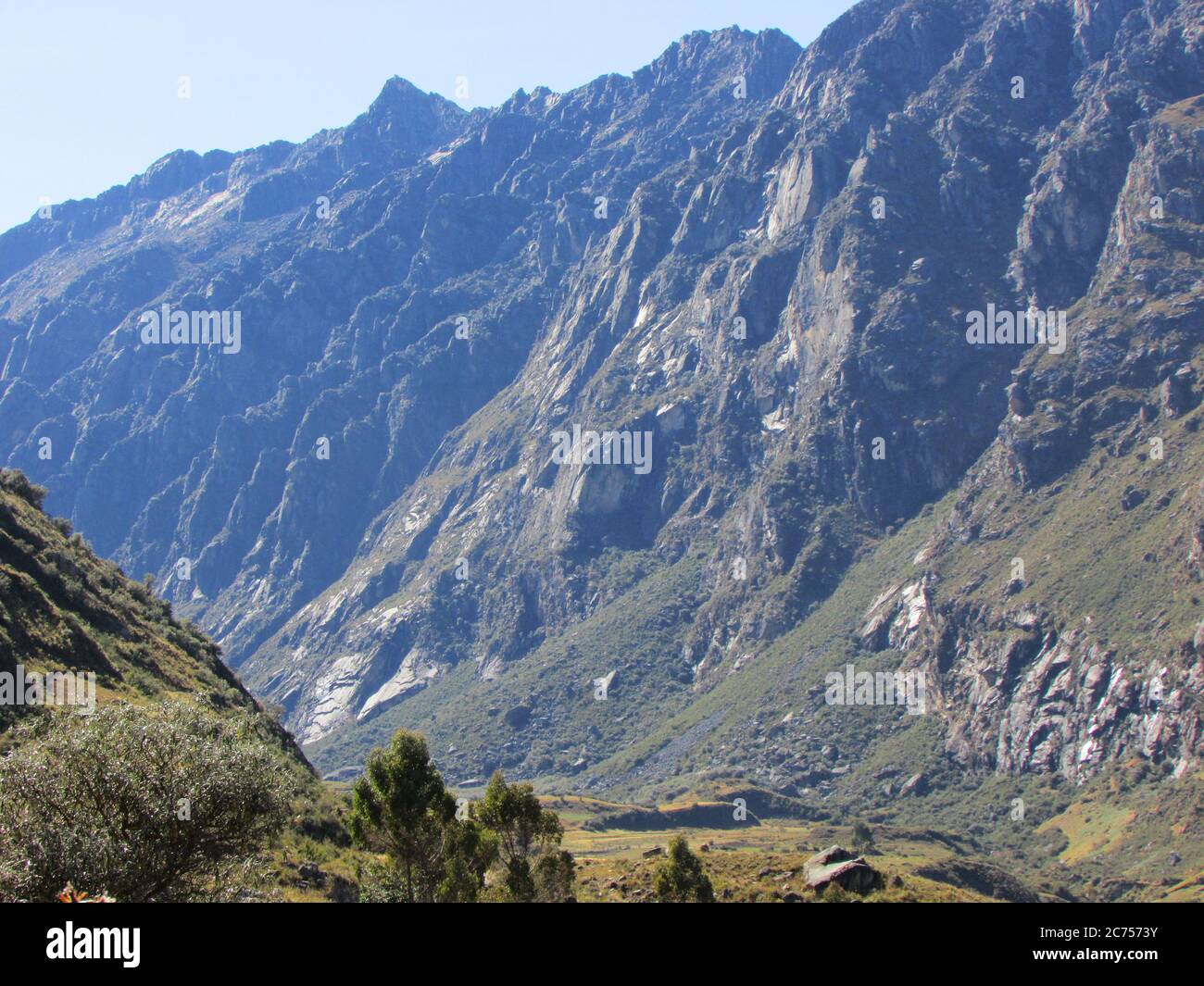 Secluded valleys within the foothills of Huascaran range or Cordillera ...