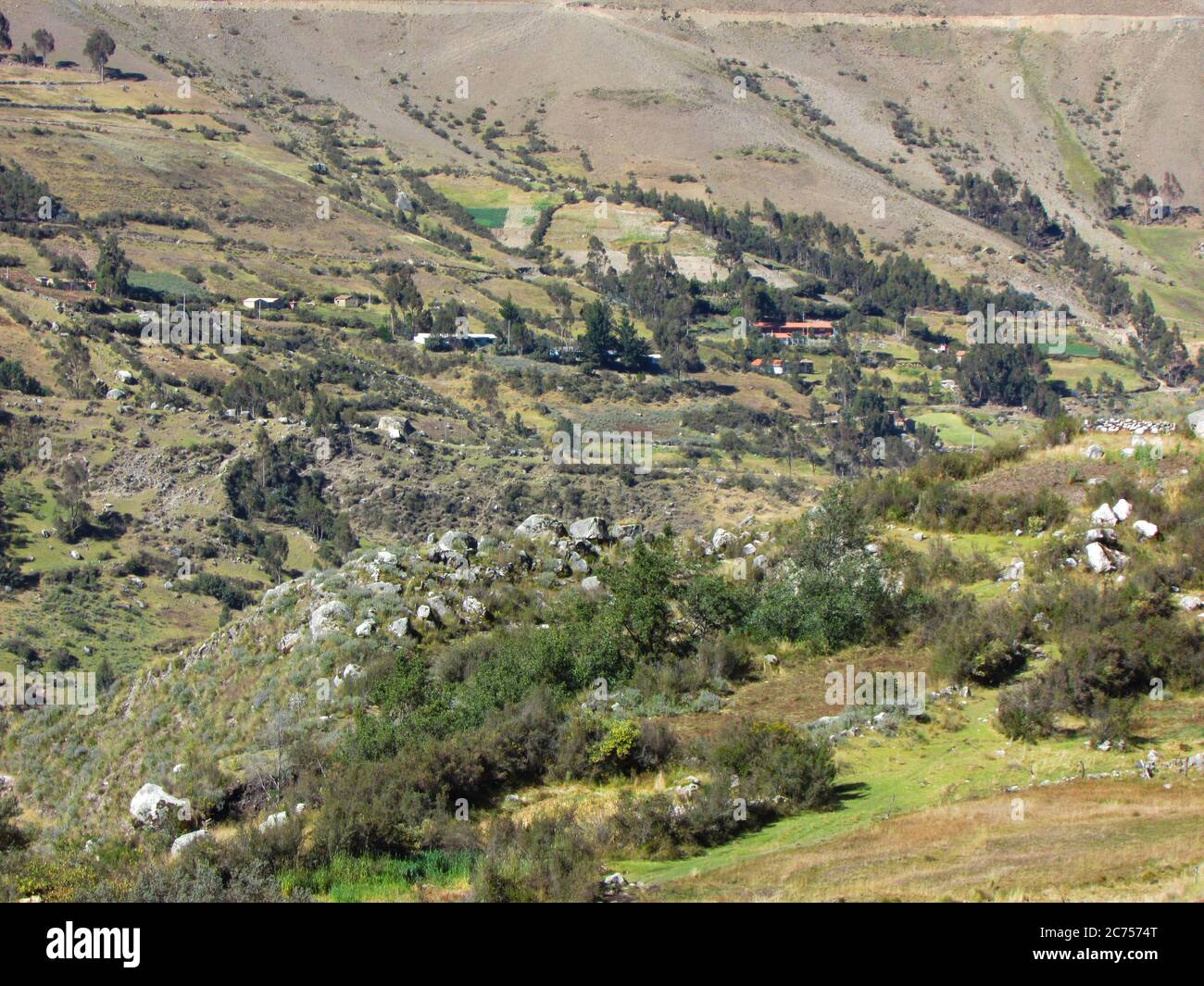 Secluded valleys within the foothills of Huascaran range or Cordillera ...