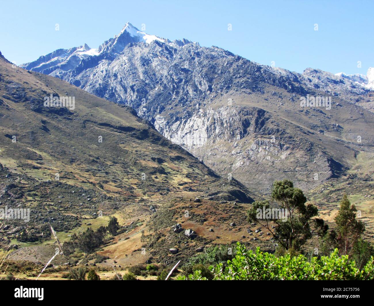 Secluded valleys within the foothills of Huascaran range or Cordillera ...