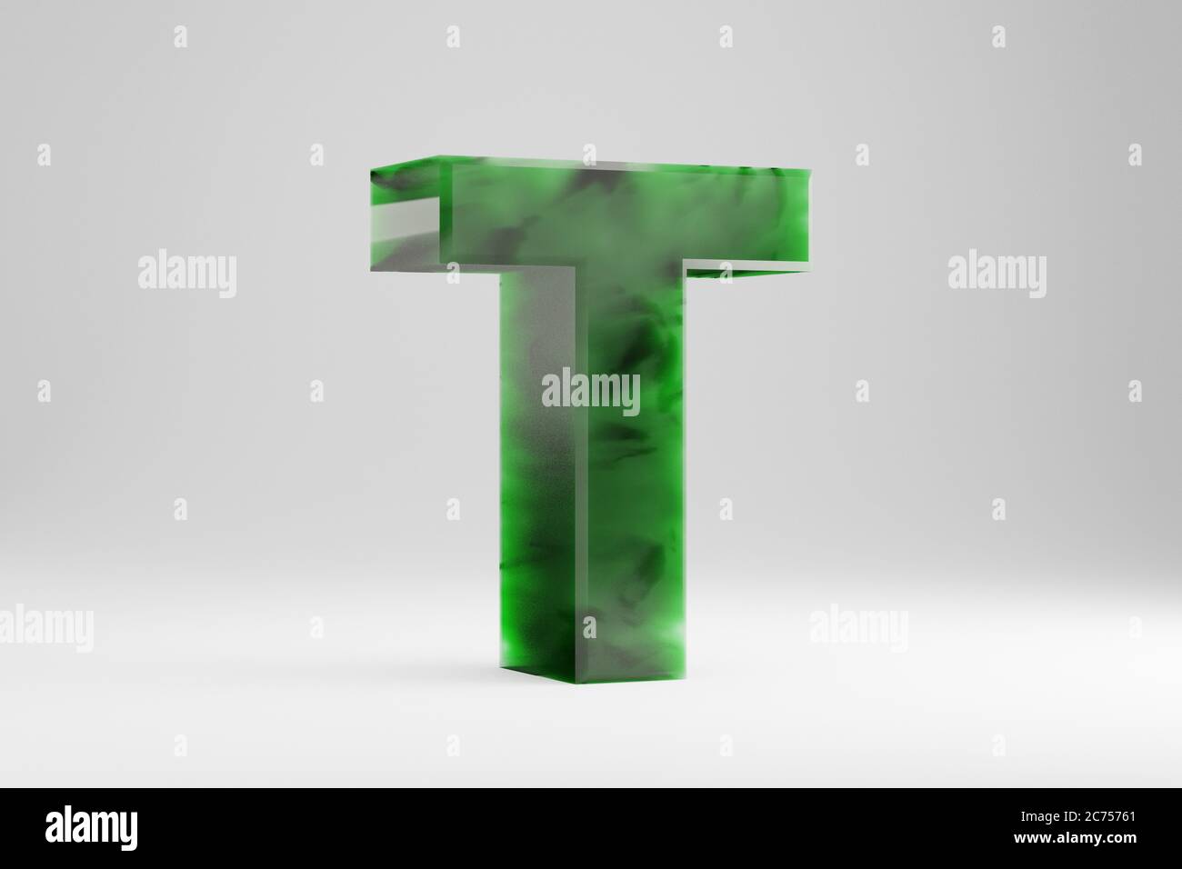 Jade 3d letter T uppercase. Jade letter isolated on white background ...