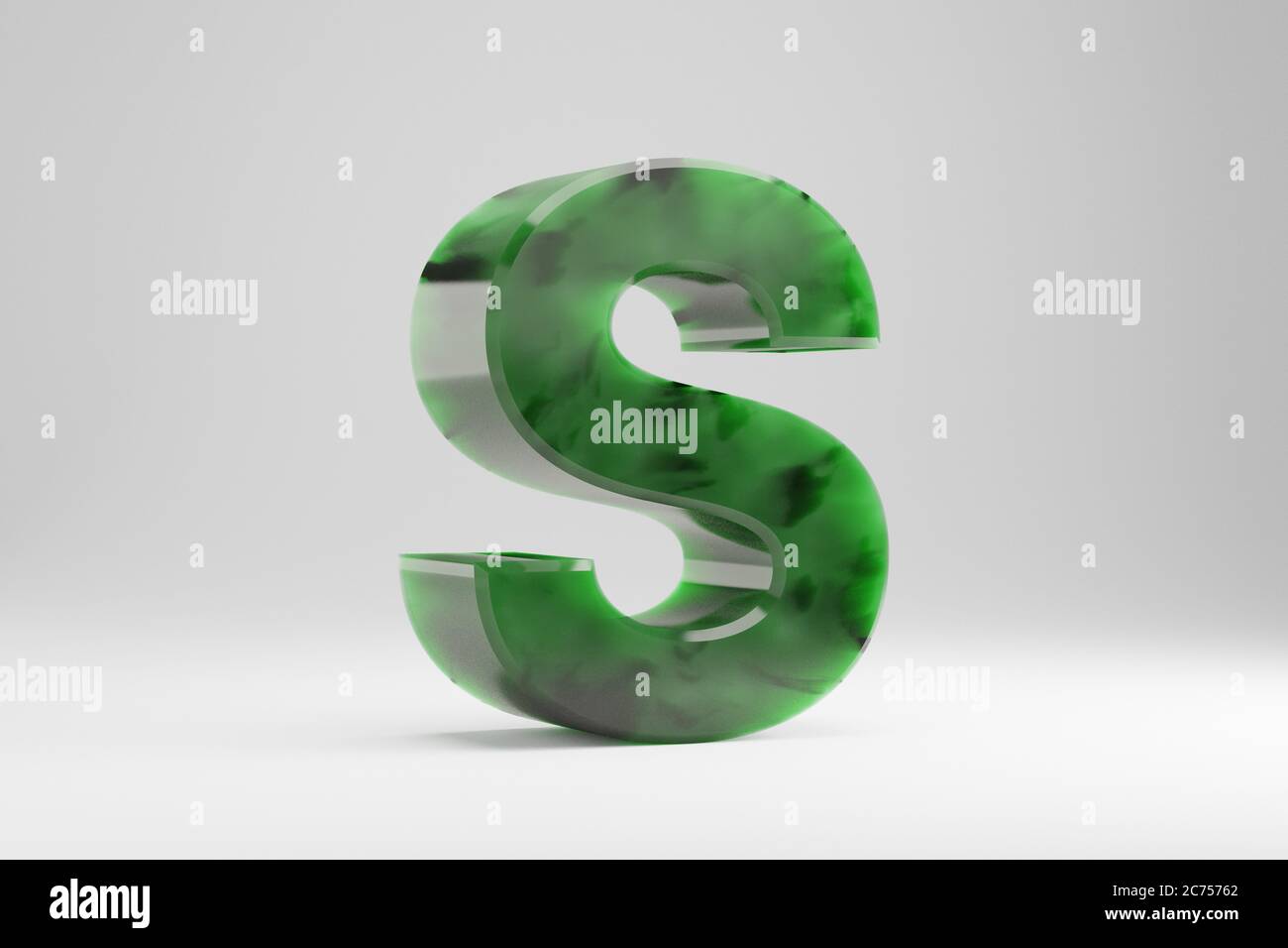 Jade 3d letter S uppercase. Jade letter isolated on white background ...