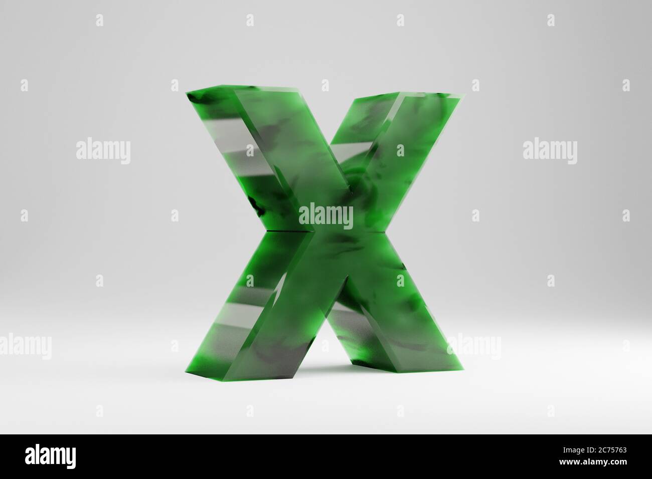 Jade 3d letter X uppercase. Jade letter isolated on white background ...