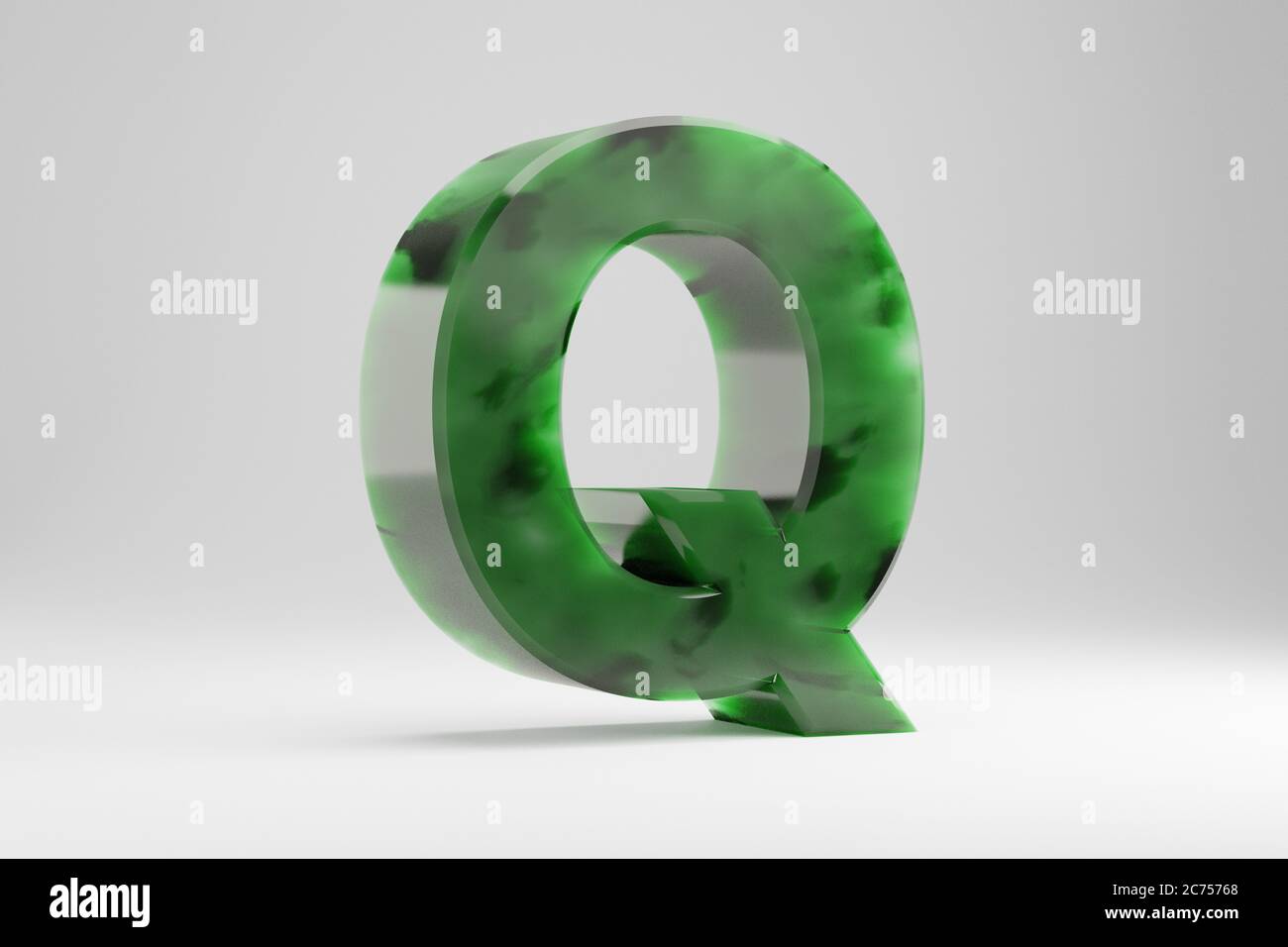 Jade 3d letter Q uppercase. Jade letter isolated on white background ...