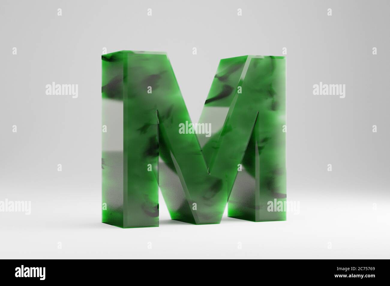 Jade 3d letter M uppercase. Jade letter isolated on white background ...