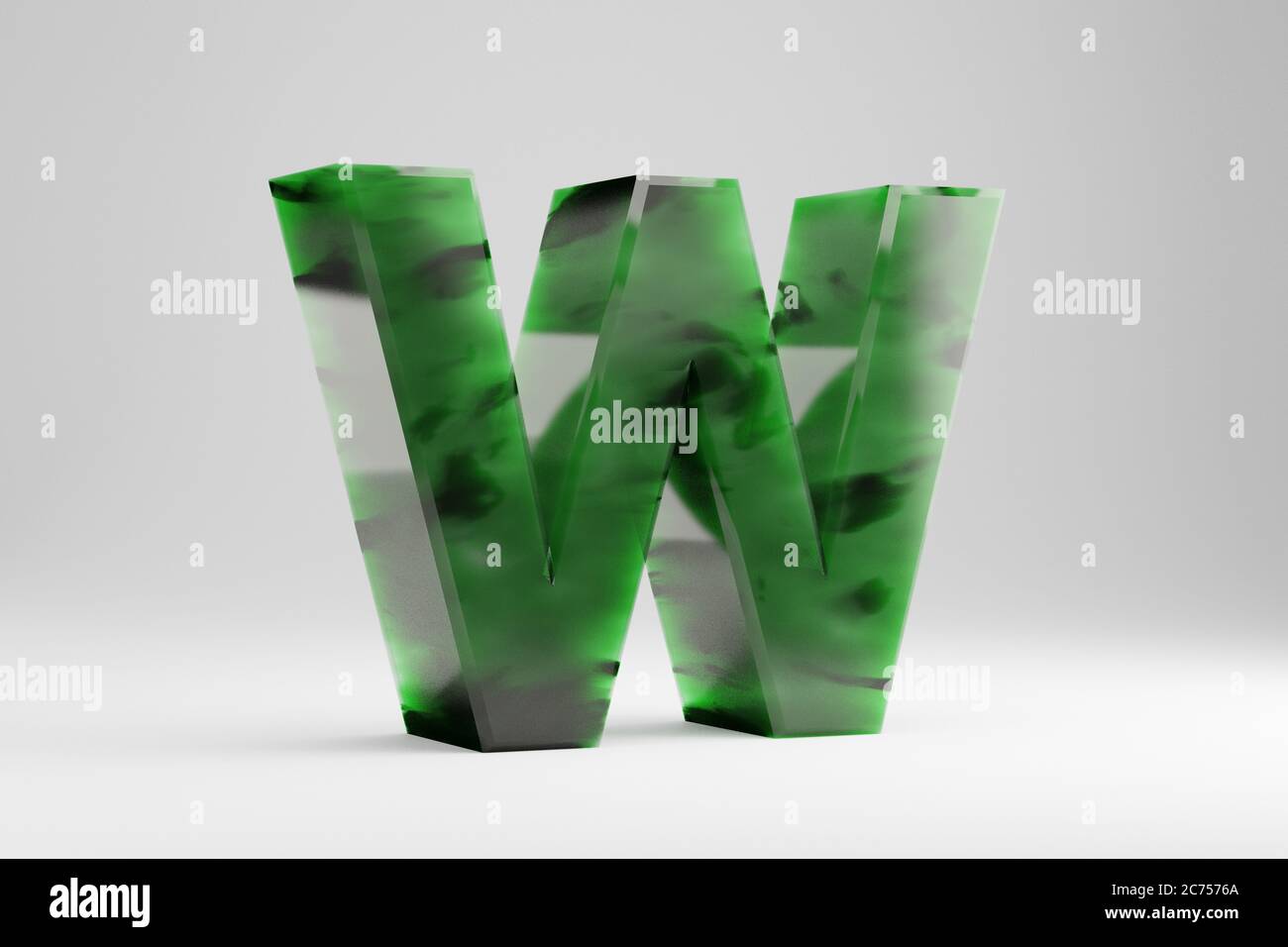 Jade 3d letter W uppercase. Jade letter isolated on white background ...