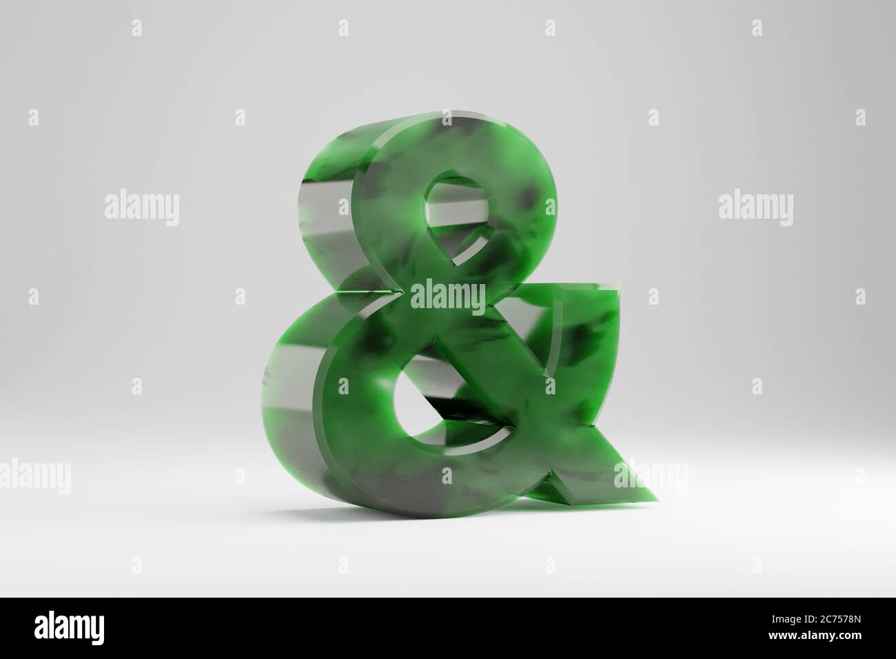 Jade 3d ampersand symbol. Jade sign isolated on white background. Green ...