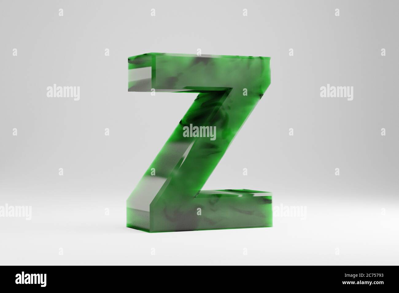 Jade 3d letter Z uppercase. Jade letter isolated on white background ...