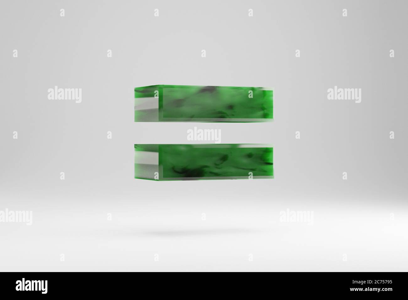 Jade 3d equals symbol. Jade sign isolated on white background. Green ...