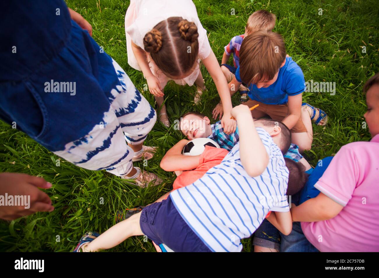 Fun ball games at the summer camp Stock Photo - Alamy