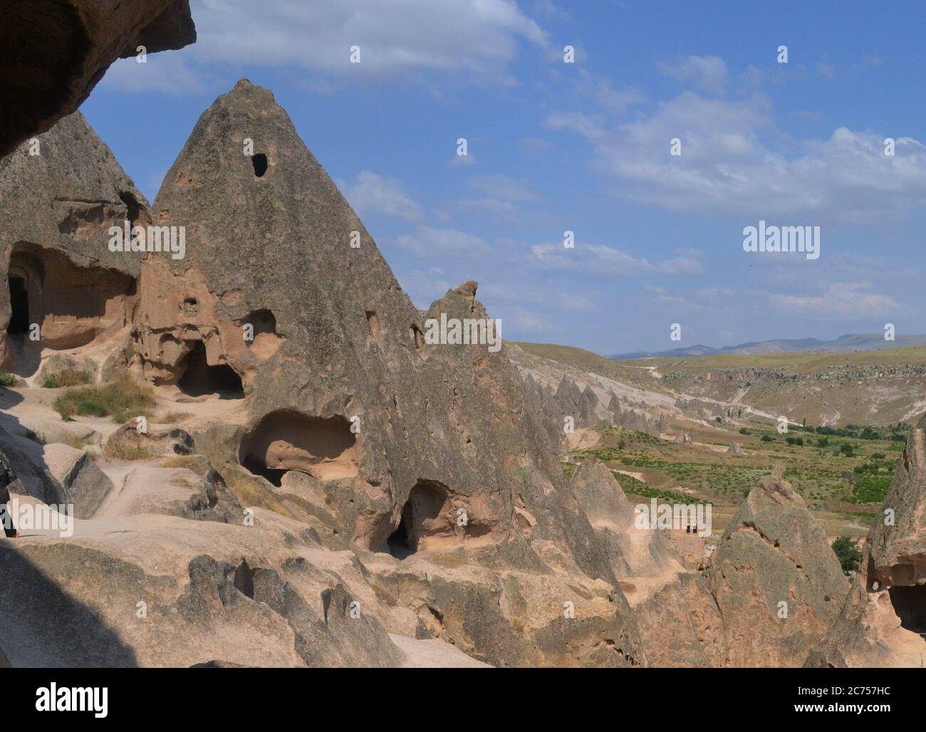 Beautiful carved natural landscapes in Cappadocia, Turkey Stock Photo ...