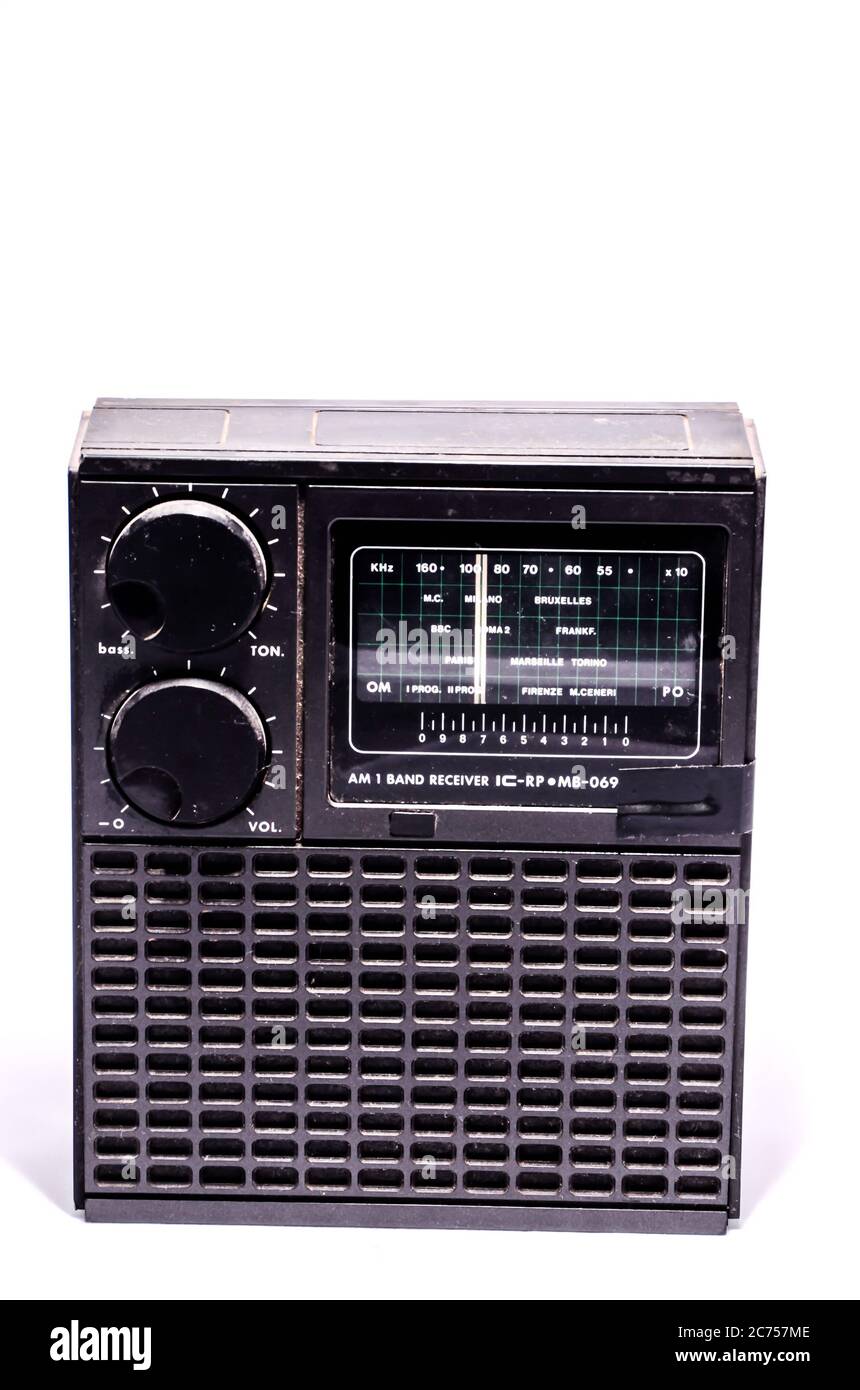 Old Retro Vintage 70's Radio on a White Background Stock Photo - Alamy