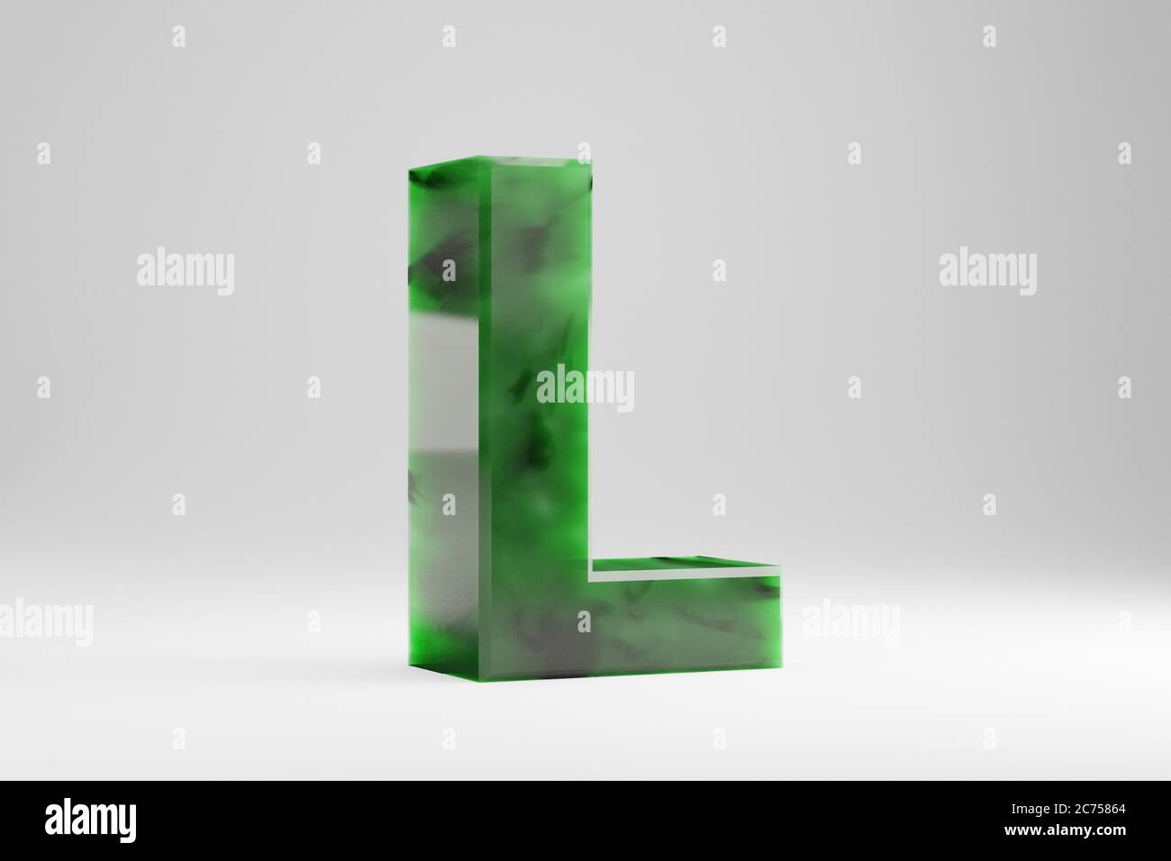 Jade 3d letter L uppercase. Jade letter isolated on white background ...
