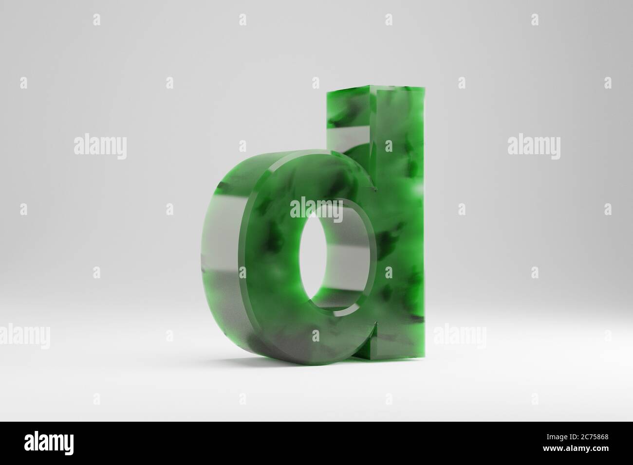 Jade 3d letter D lowercase. Jade letter isolated on white background ...