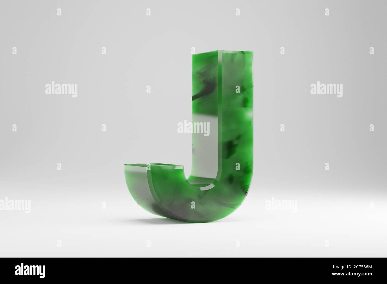 Jade 3d letter J uppercase. Jade letter isolated on white background ...