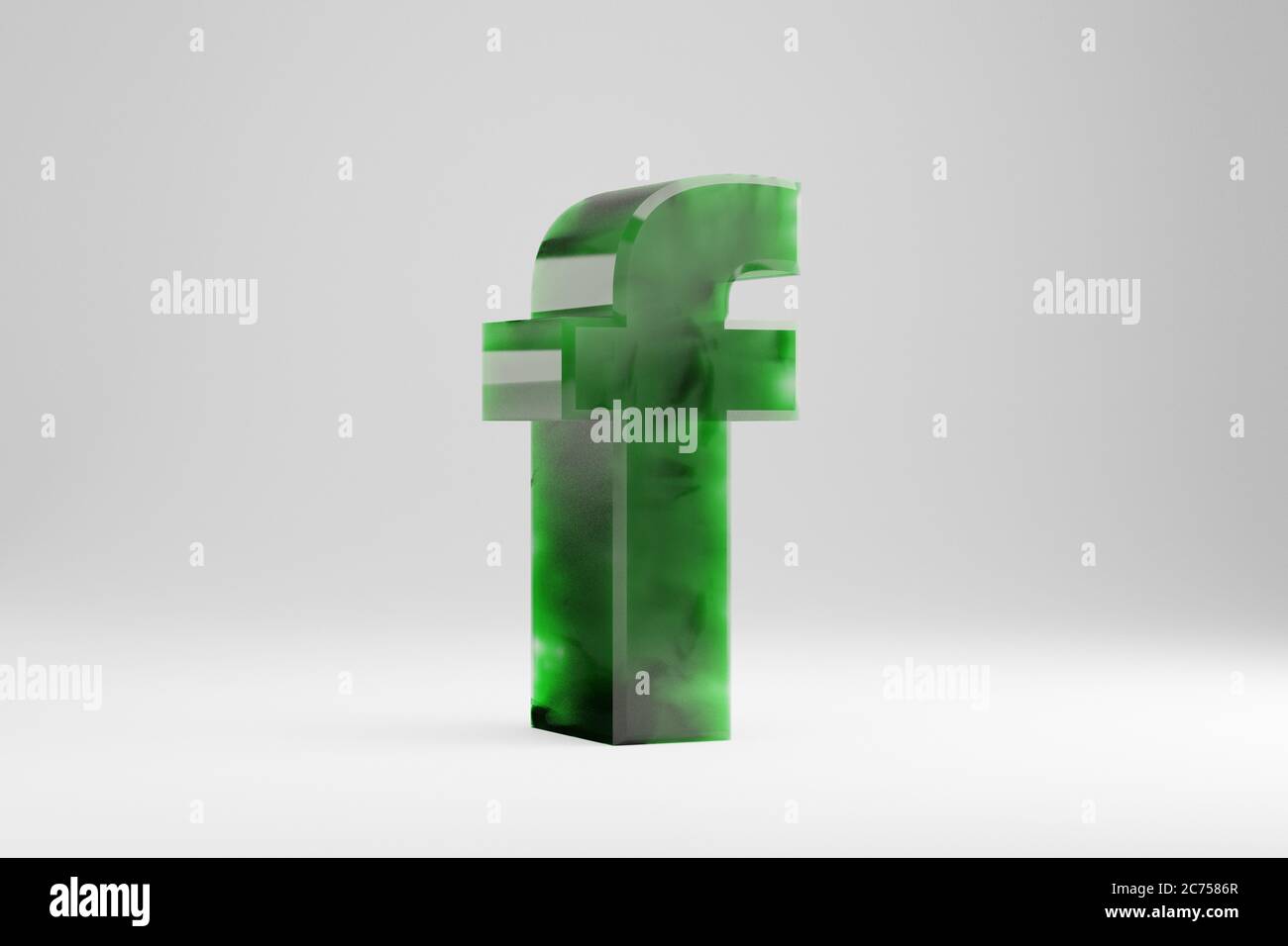 Jade 3d letter F lowercase. Jade letter isolated on white background ...