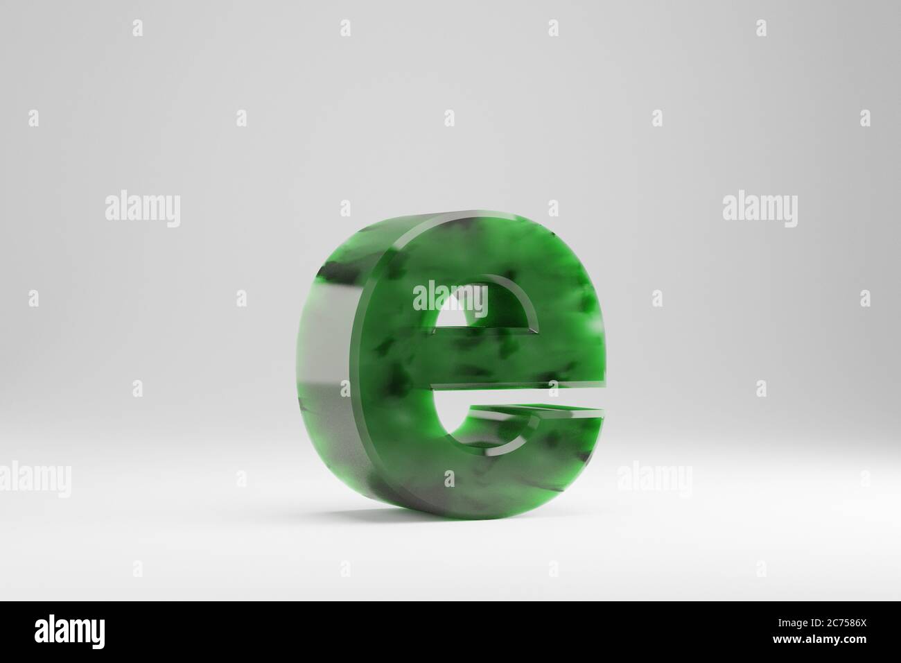 Jade 3d letter E lowercase. Jade letter isolated on white background ...