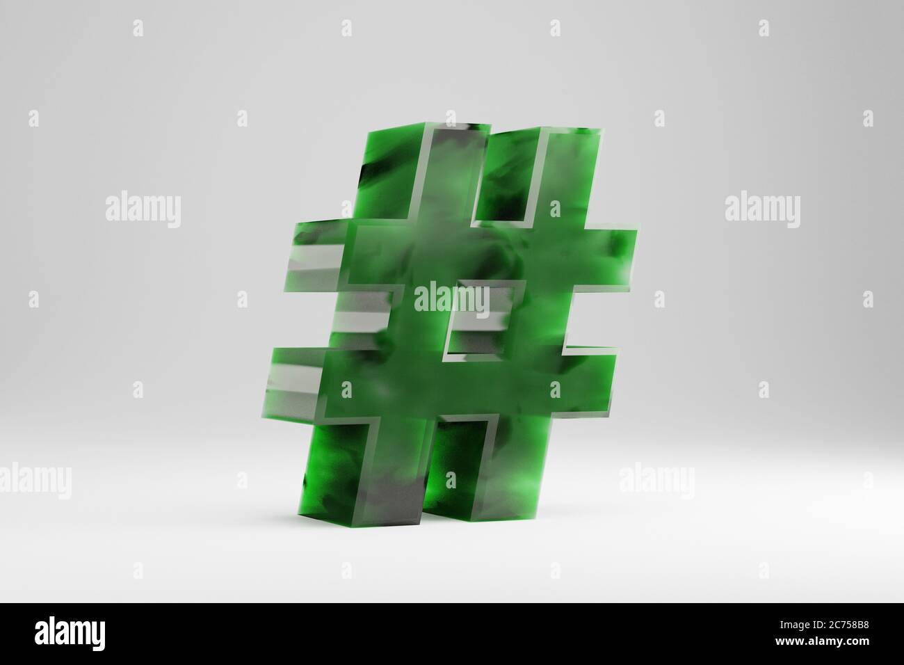 Jade 3d hashtag symbol. Jade sign isolated on white background. Green ...
