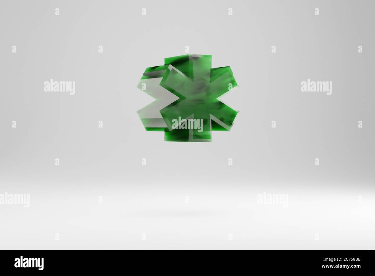 Jade 3d asterisk symbol. Jade sign isolated on white background. Green ...