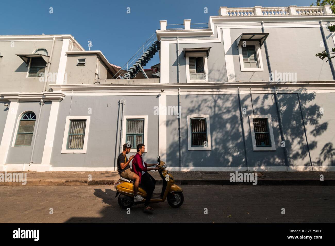 Pondicherry. India - February 2020: Old exquisite French architecture ...