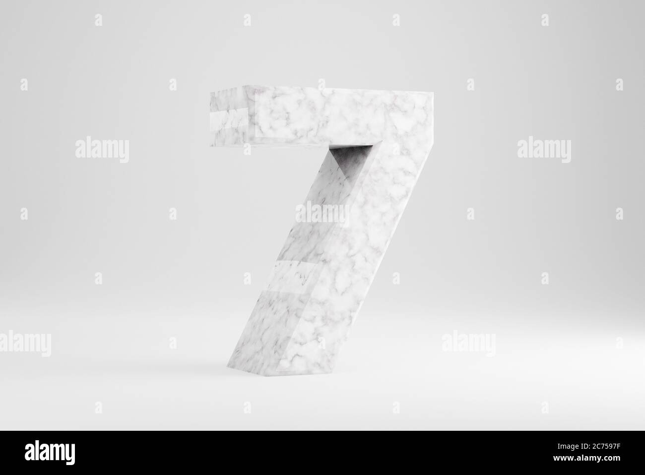 Marble 3d number 7. White marble number isolated on white background ...