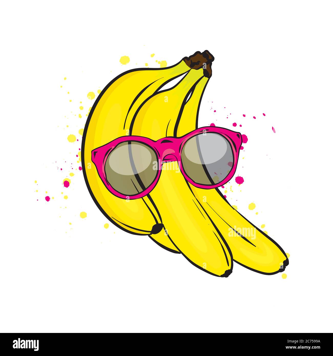 A ready-made card design with beautiful bananas and geometric elements ...