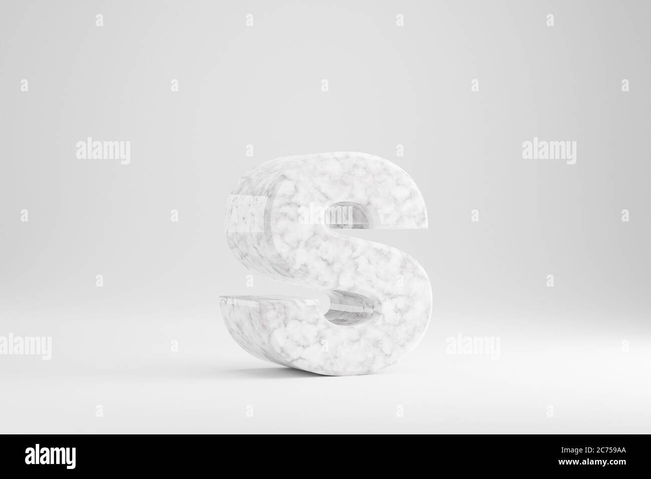Marble 3d letter S lowercase. White marble letter isolated on white ...