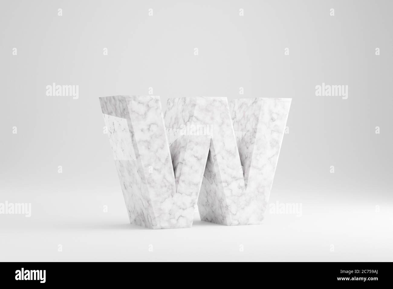 Marble 3d letter W lowercase. White marble letter isolated on white ...