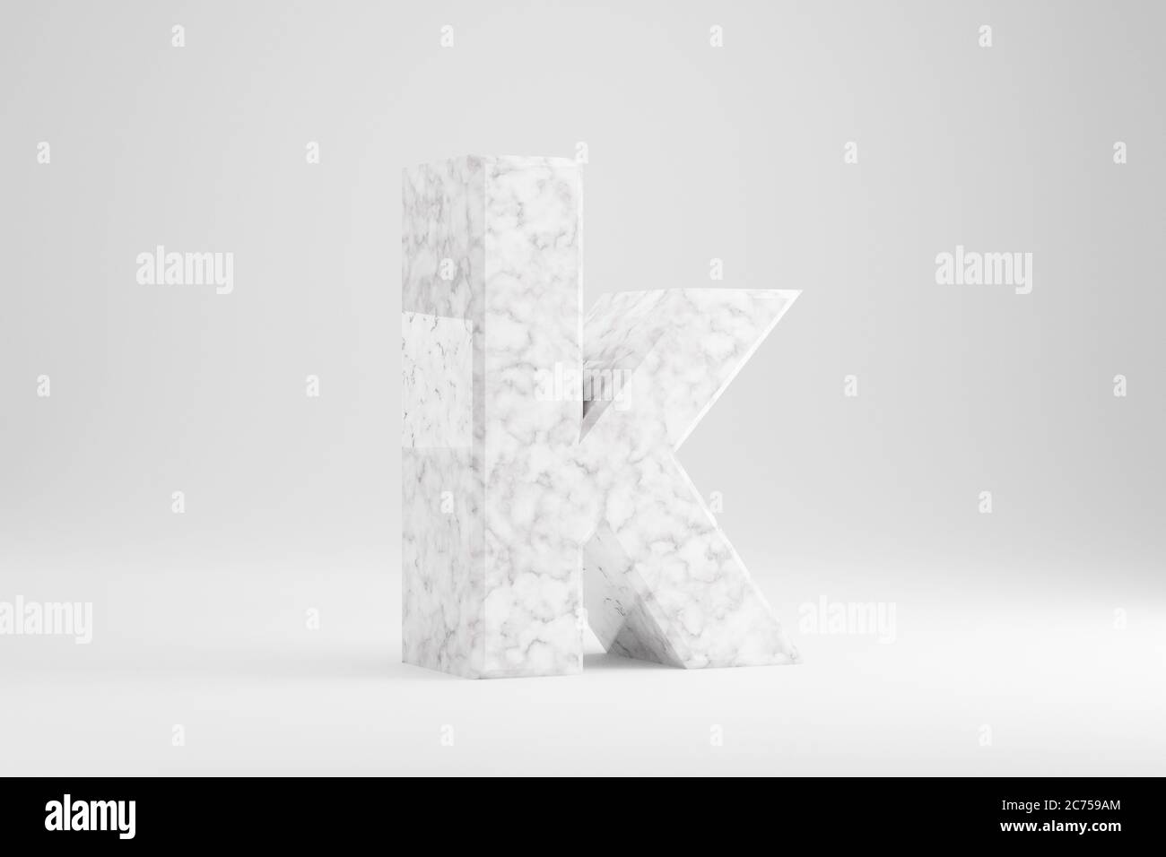 Marble 3d letter K lowercase. White marble letter isolated on white ...
