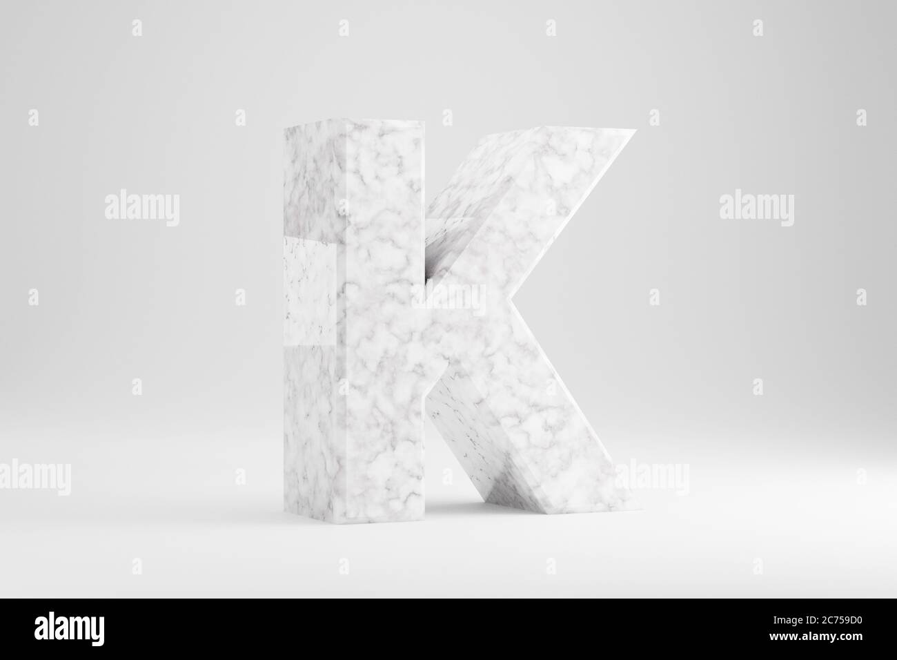 Marble 3d letter K uppercase. White marble letter isolated on white ...