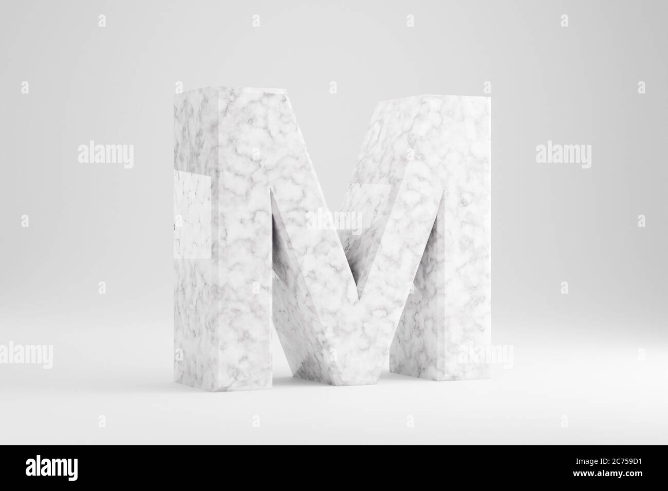 Marble 3d letter M uppercase. White marble letter isolated on white ...
