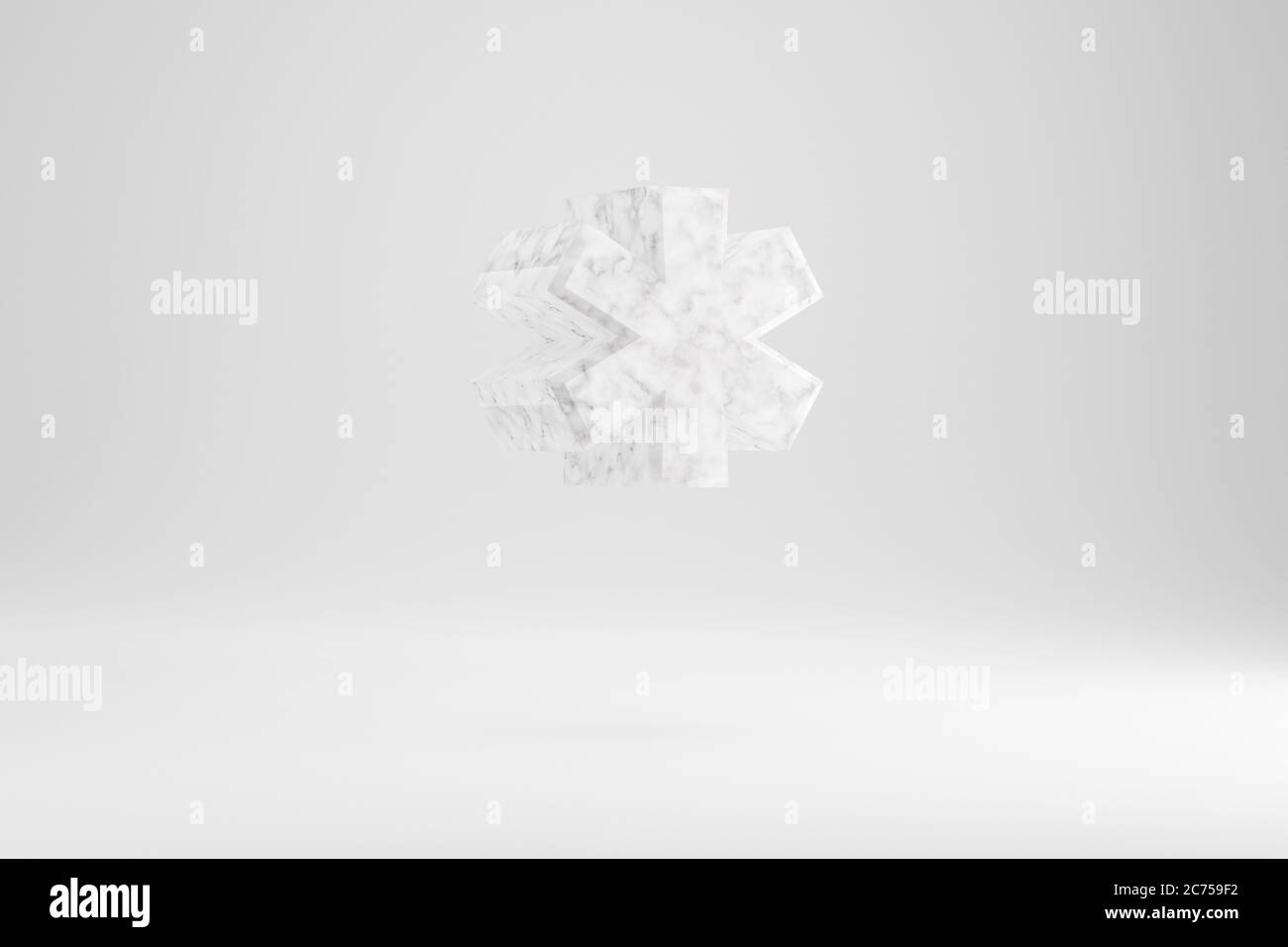 Marble 3d asterisk symbol. White marble sign isolated on white ...