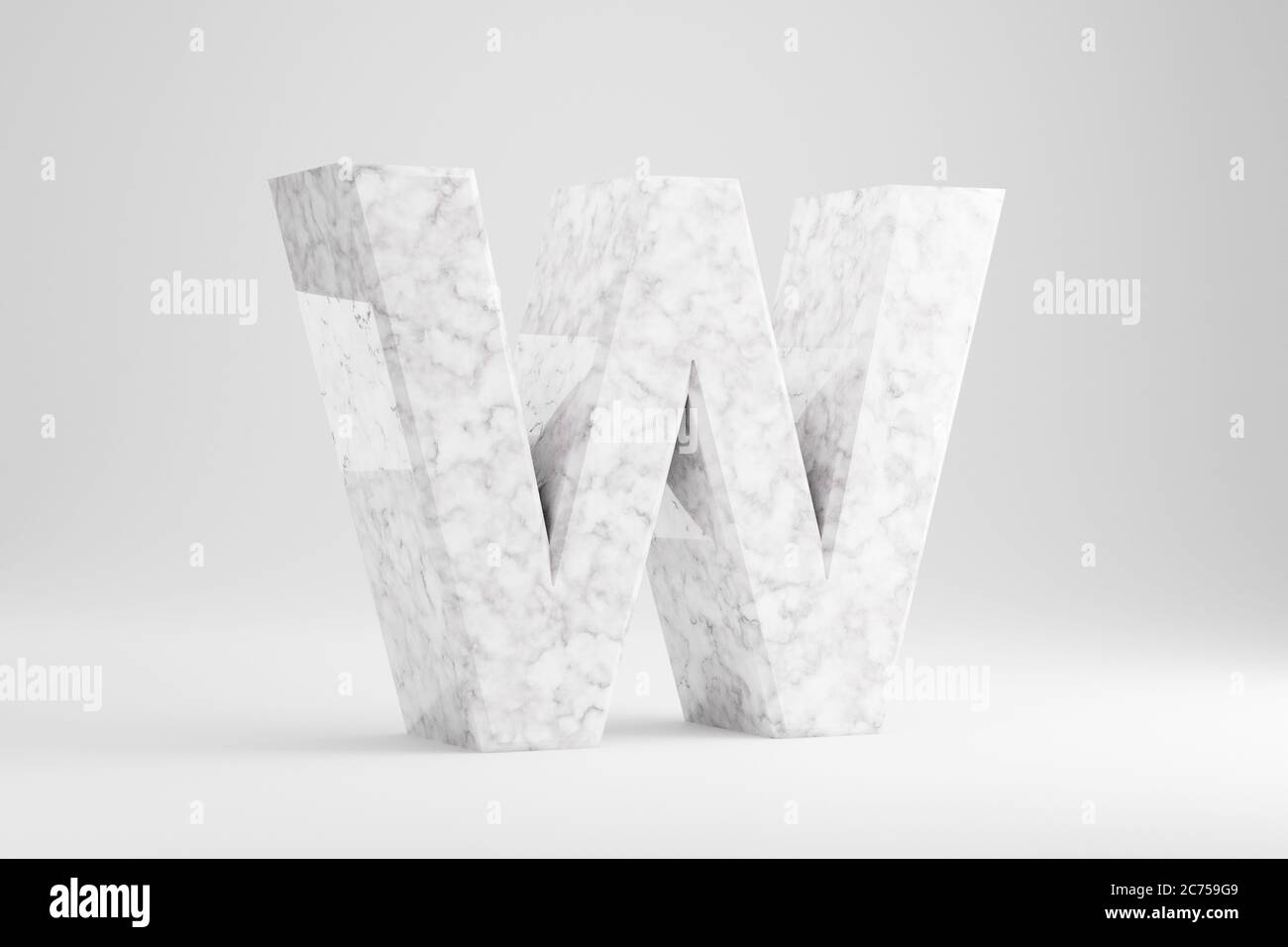 Marble 3d letter W uppercase. White marble letter isolated on white ...