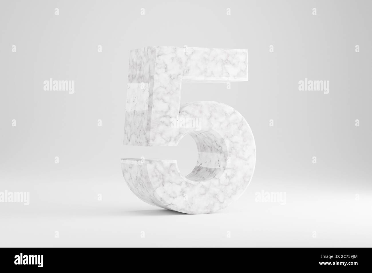 Marble 3d number 5. White marble number isolated on white background ...