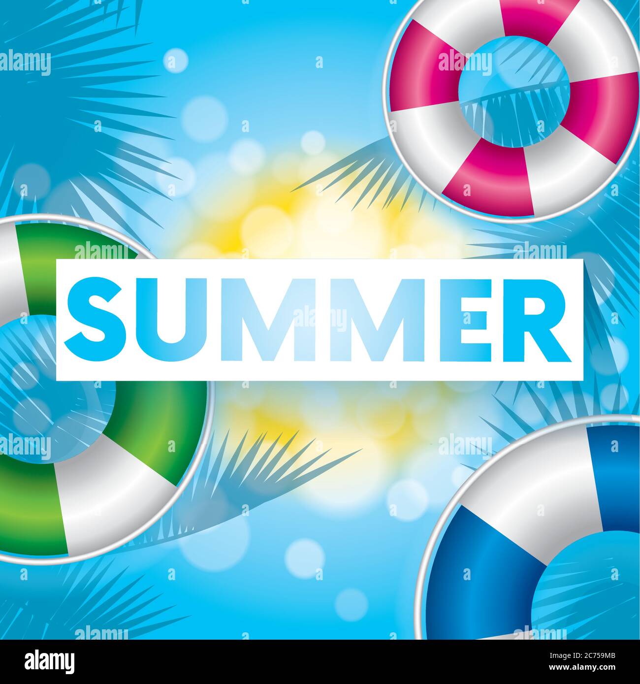 Ready-made design "Sale" with palm branches and a square. Vector ...