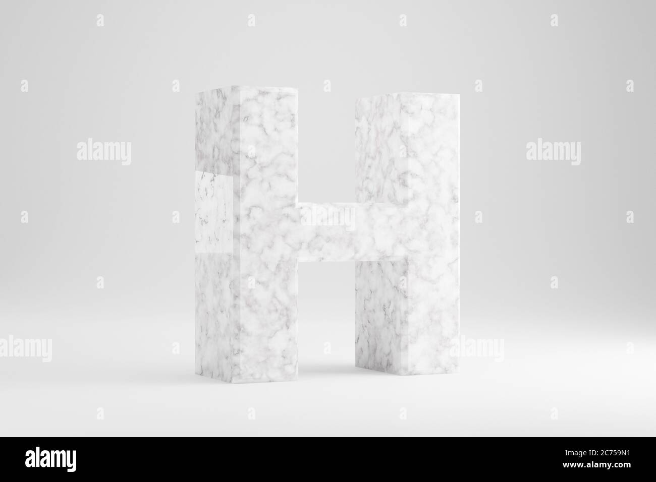 Marble 3d letter H uppercase. White marble letter isolated on white ...