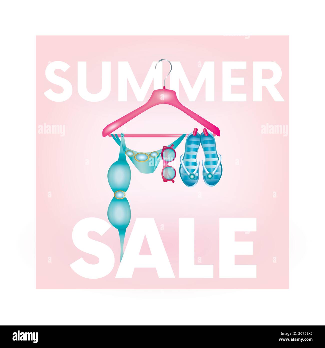 A set of stylish summer cards. Watermelon, ice cream, sun, bananas ...