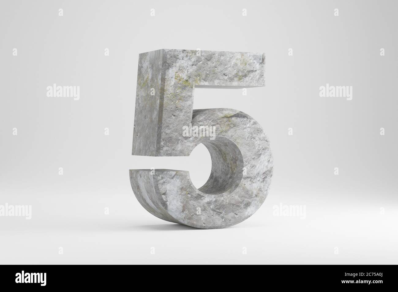 Stone 3d number 5. Rock textured number isolated on white background ...