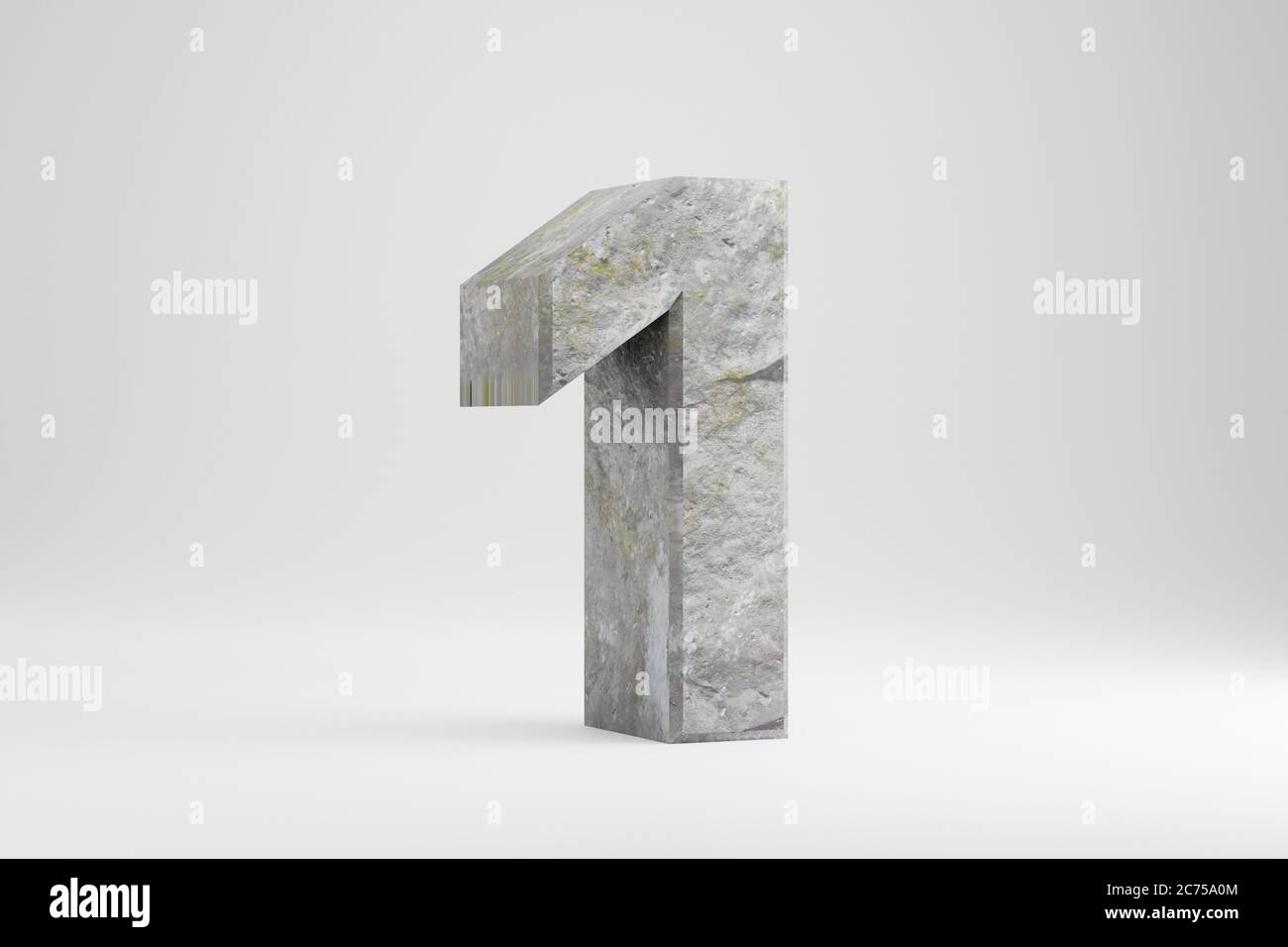 Stone 3d number 1. Rock textured number isolated on white background ...