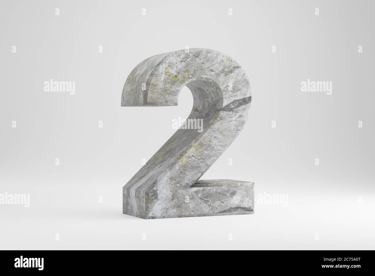 Stone 3d number 2. Rock textured number isolated on white background ...