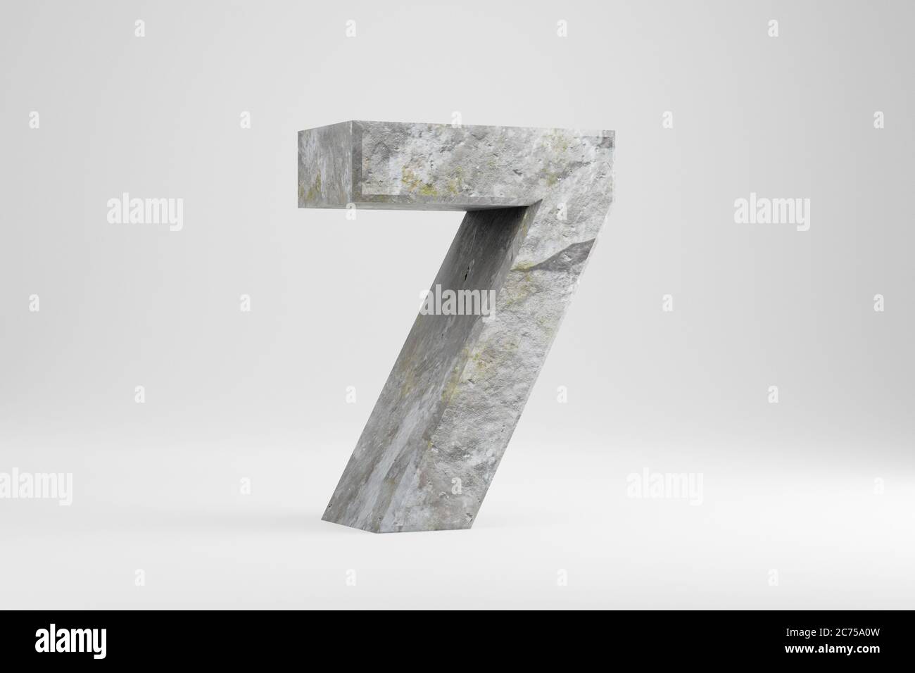 Stone 3d number 7. Rock textured number isolated on white background ...