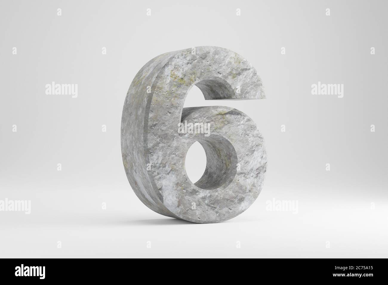 Stone 3d number 6. Rock textured number isolated on white background ...
