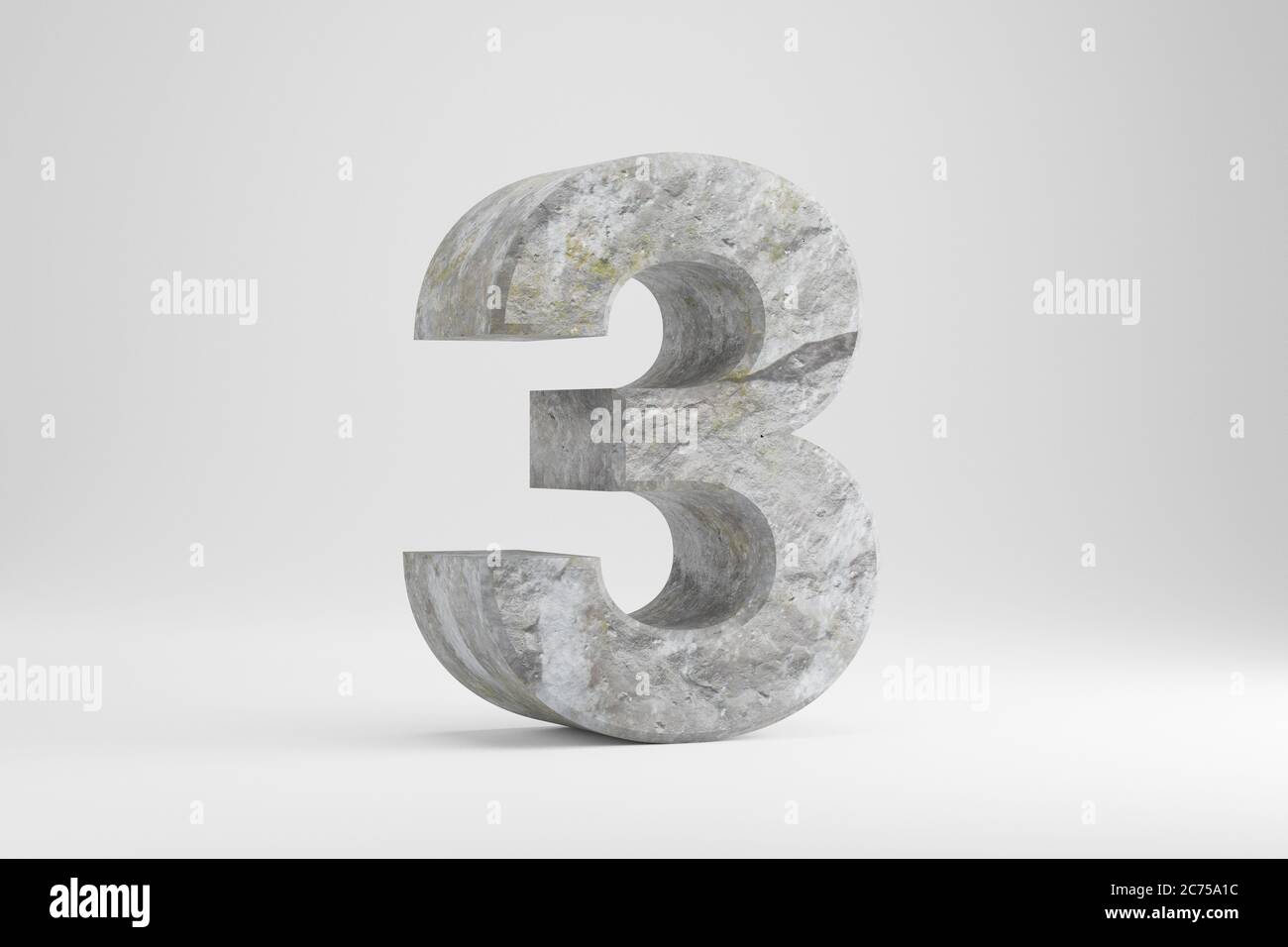 Stone 3d number 3. Rock textured number isolated on white background ...