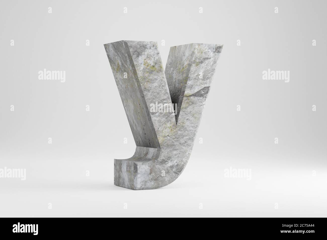 Stone 3d letter Y lowercase. Rock textured letter isolated on white ...