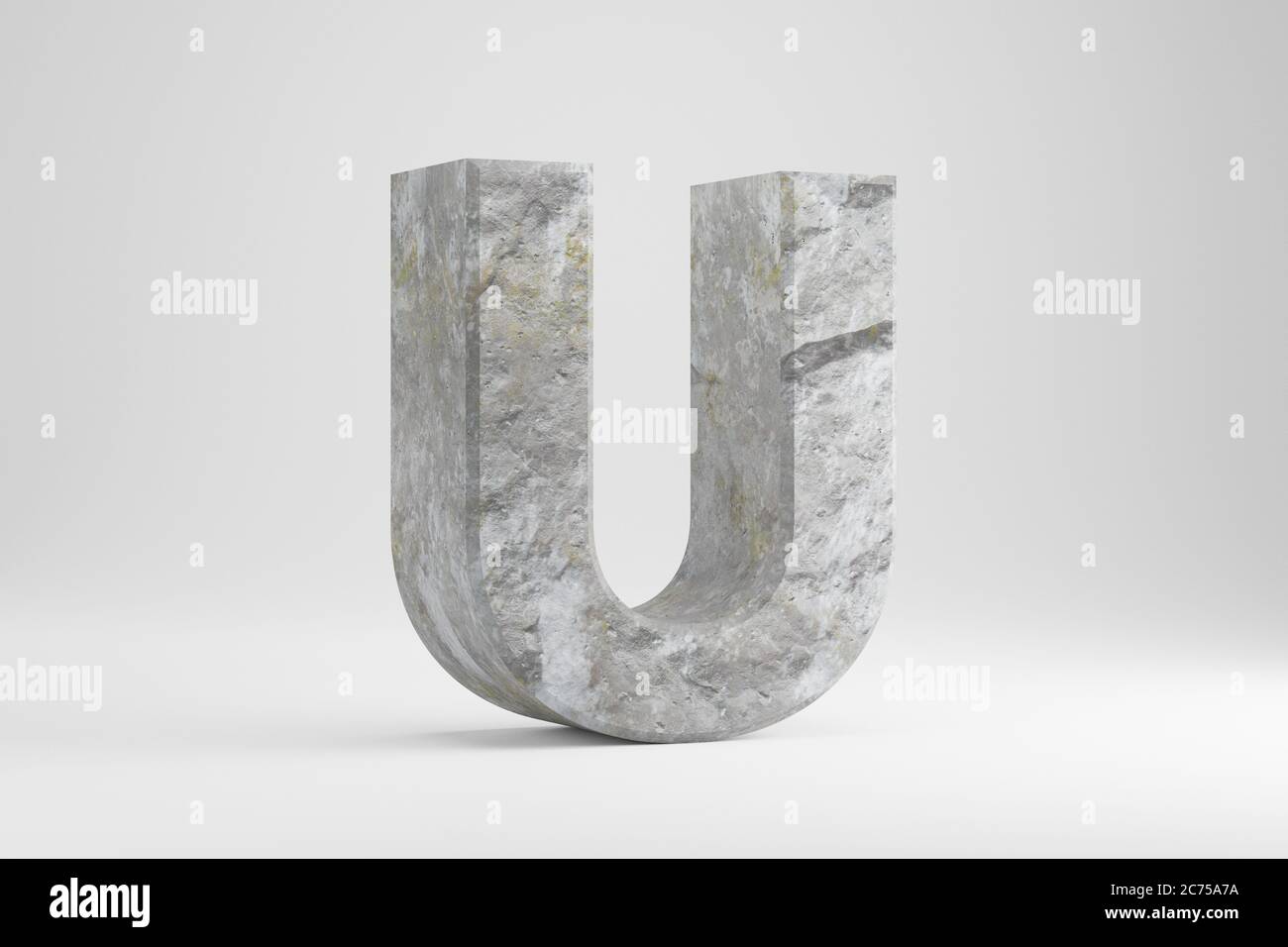 Stone 3d letter U uppercase. Rock textured letter isolated on white ...