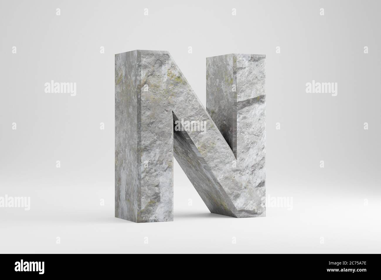 Stone 3d letter N uppercase. Rock textured letter isolated on white ...