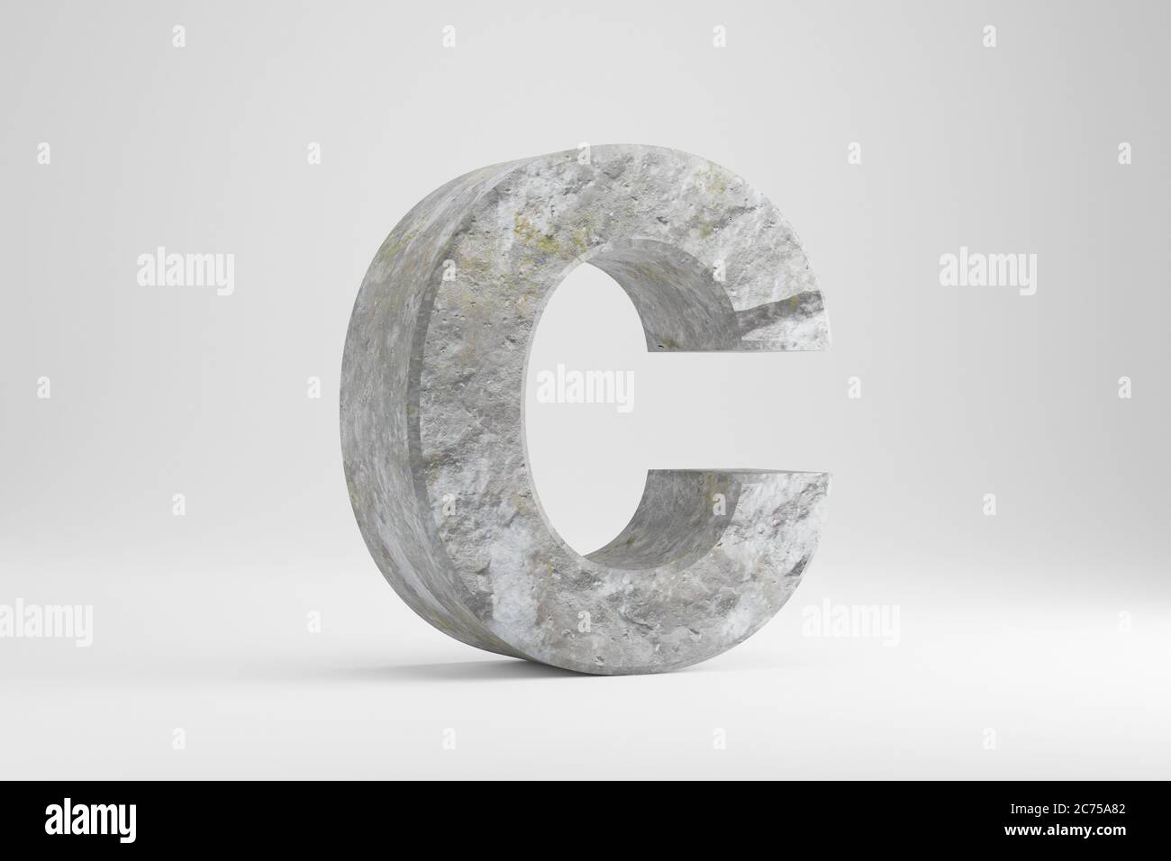 Stone 3d letter C uppercase. Rock textured letter isolated on white ...