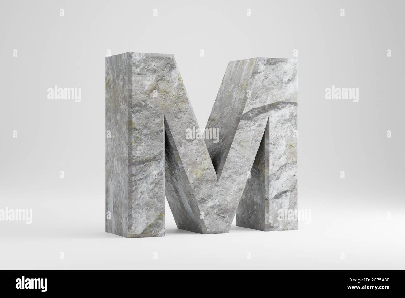 Stone 3d letter M uppercase. Rock textured letter isolated on white ...