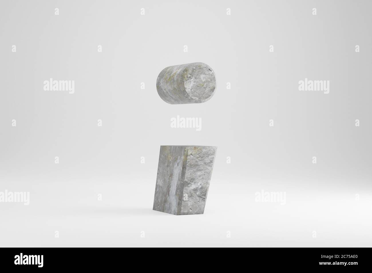 Stone 3d semicolon symbol. Rock textured sign isolated on white ...