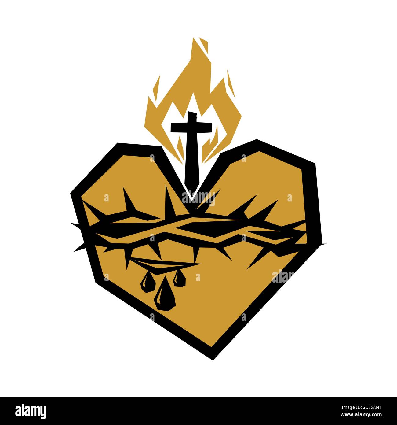 Sacred Heart of Jesus Christ, Lord and Savior of the world. Cross in ...