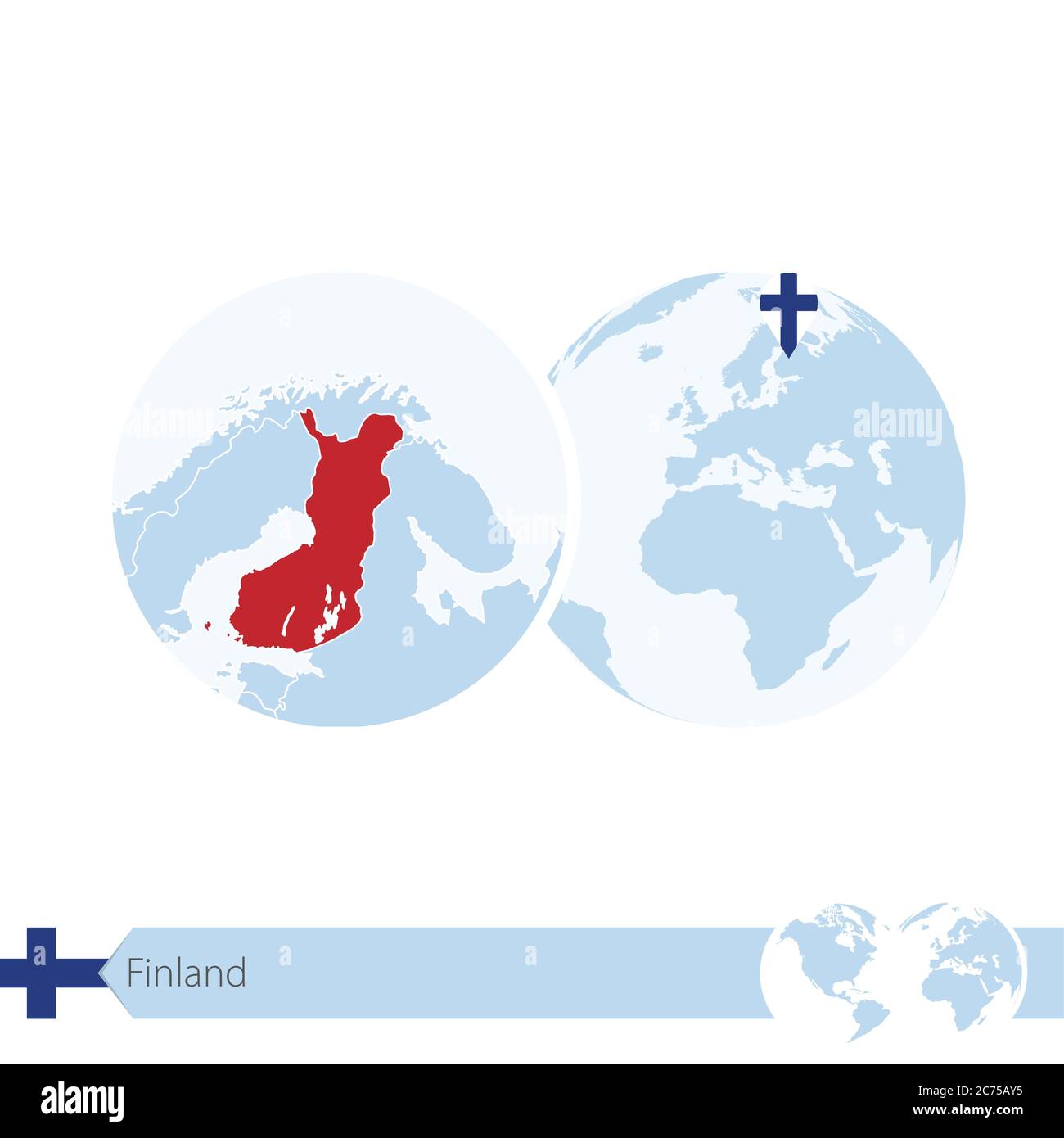 Finland on world globe with flag and regional map of Finland. Vector ...